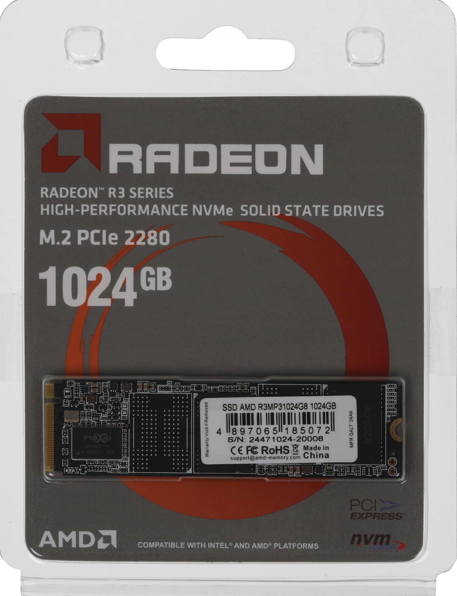 AMD Radeon R3MP31024G8 черный, 1TB, PCIe 3.0 x4, M.2 2280