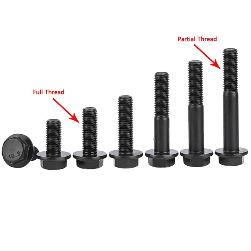 Черные высокопрочные винты с шестигранной головкой M5-M16 10.9 M6-5Pcs, Full Thread, 12mm — фото 1