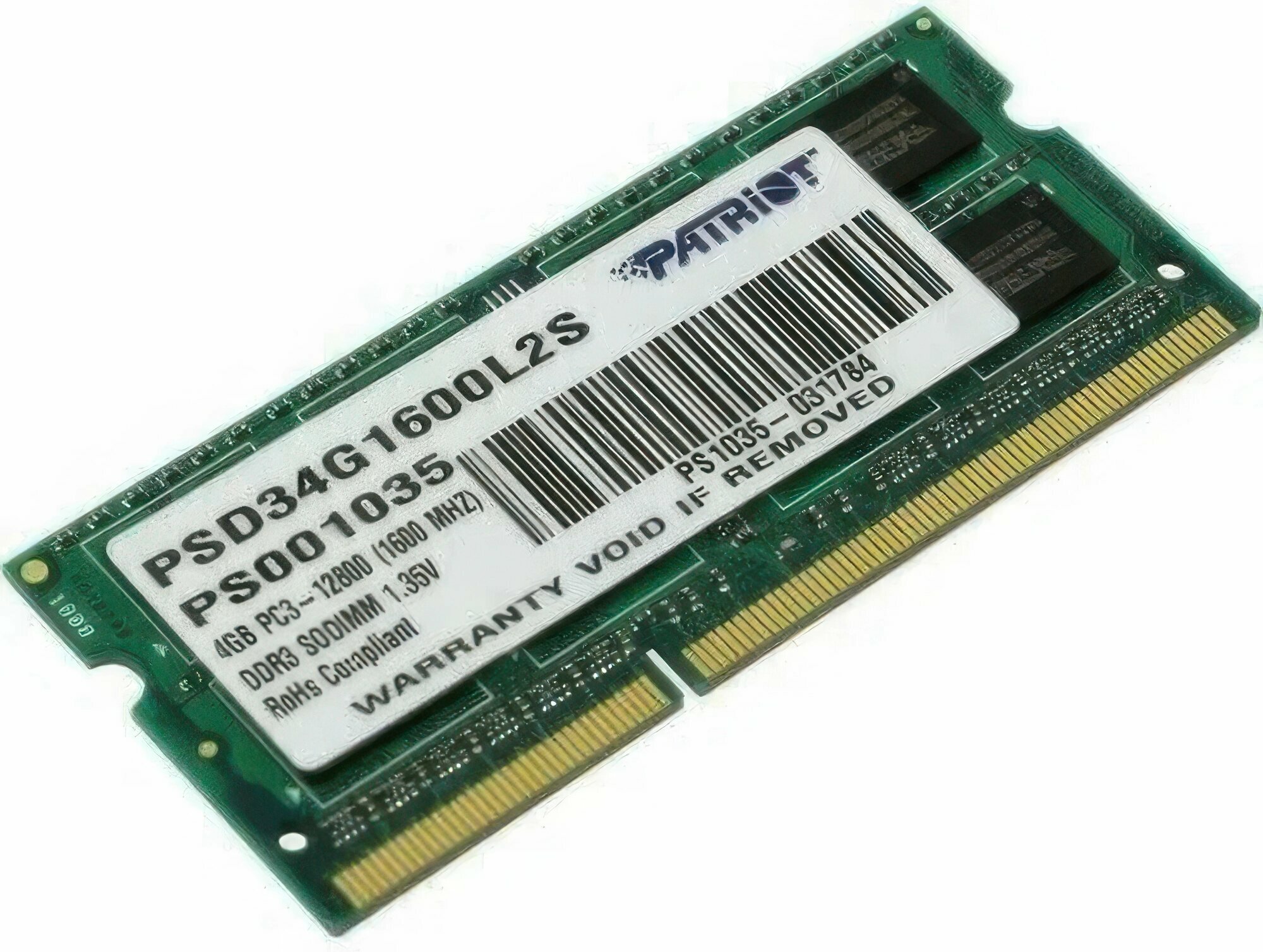 Оперативная память Patriot Memory SL 4 ГБ DDR3L 1600 МГц SODIMM CL11 PSD34G1600L2S