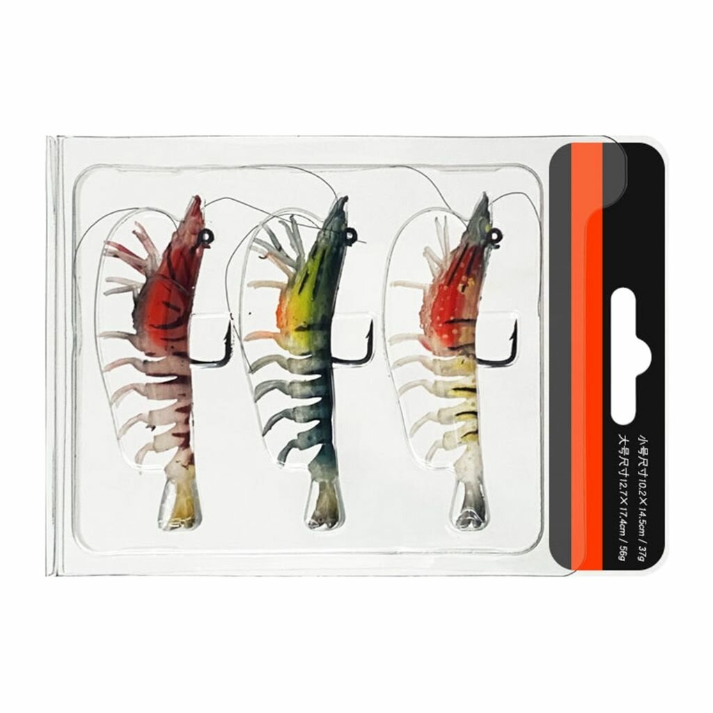 1 набор из 3-х светящихся креветок, светящаяся поддельная приманка, черная рыба с крючком-приманкой