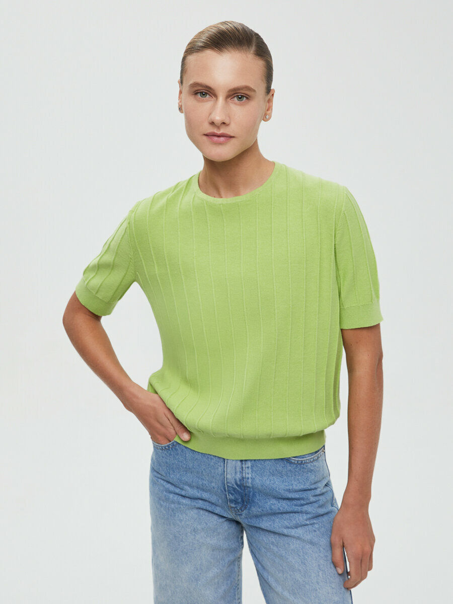 Джемпер из хлопка с коротким рукавом