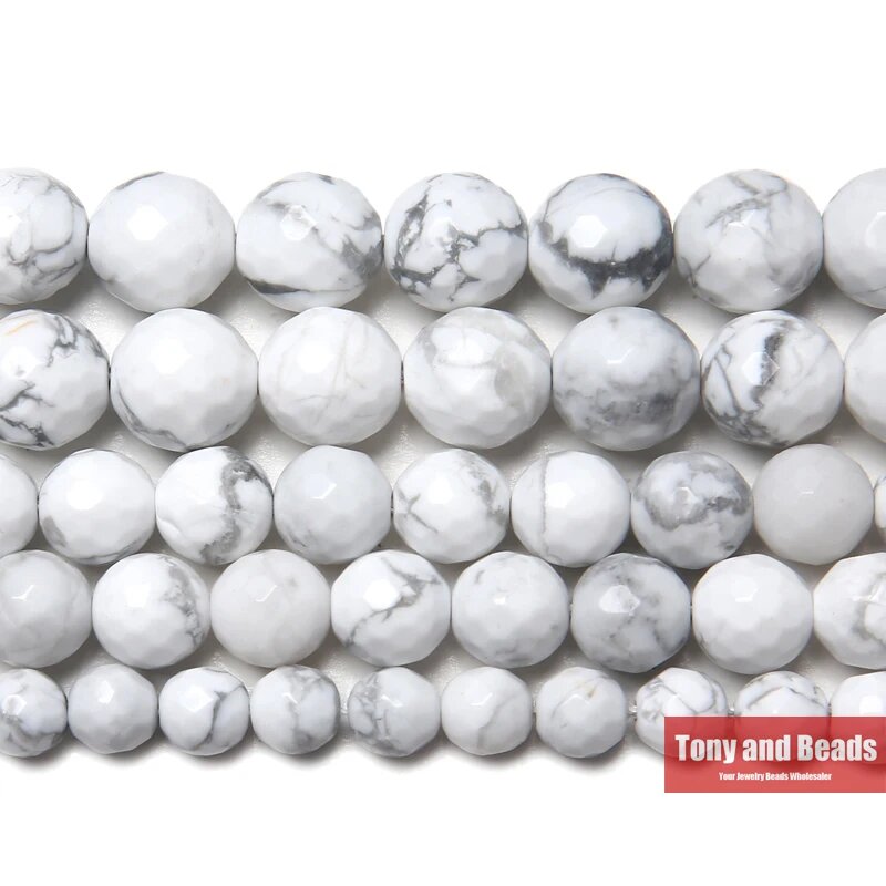 Бусины из белого говлита и бирюзы Tony and Beads 8mm 45 to 48pcs