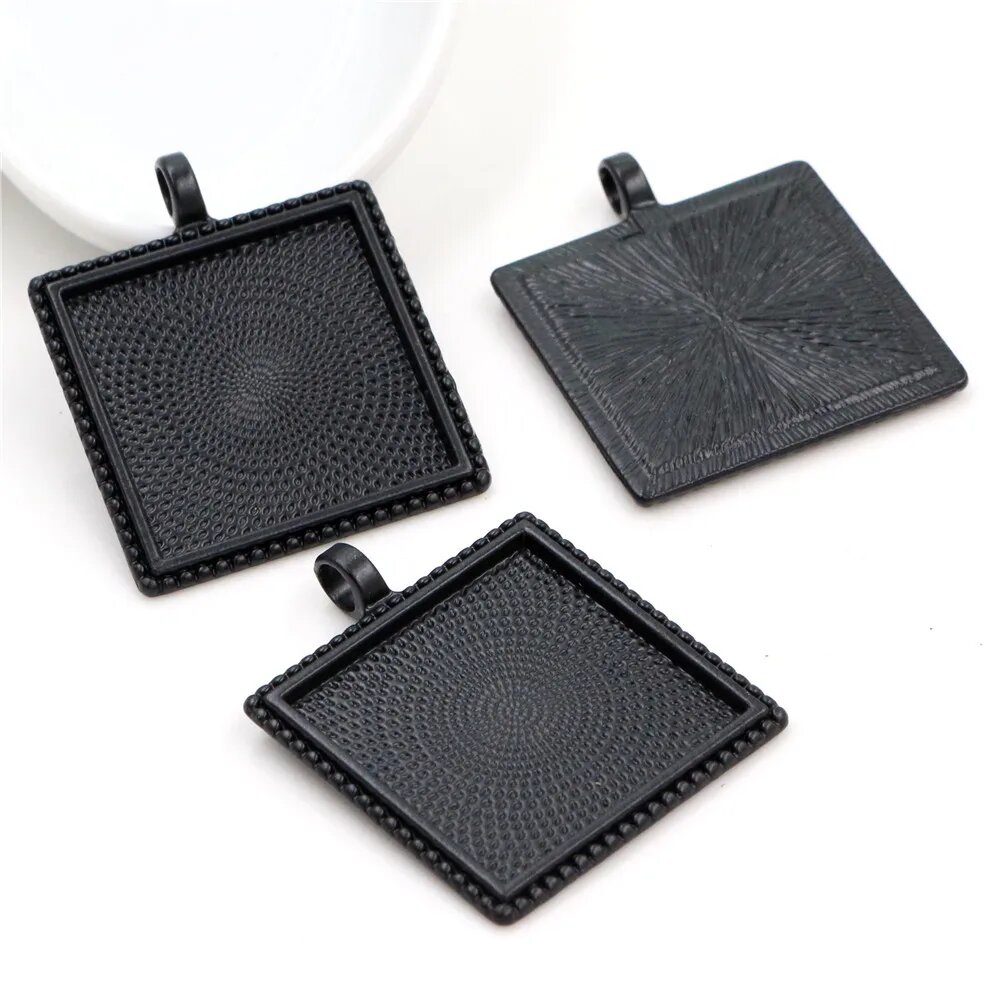 5 шт. Wadsfred Cabos античный посеребренный, черный и бронзовый квадратный кабошон Черный, A7-01