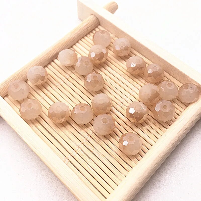 Бусины бежевые стеклянные 4x3 мм (100шт), Color: 14