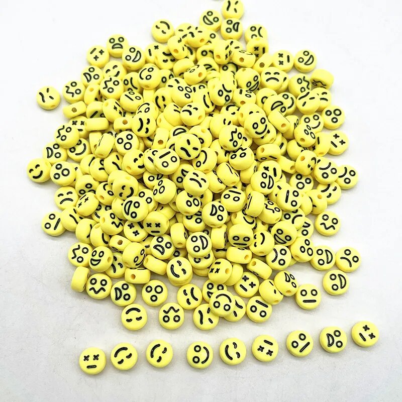 Акриловые бусины-смайлики MYXHBBGT 7x4 мм, 100 шт. Желтый, 28
