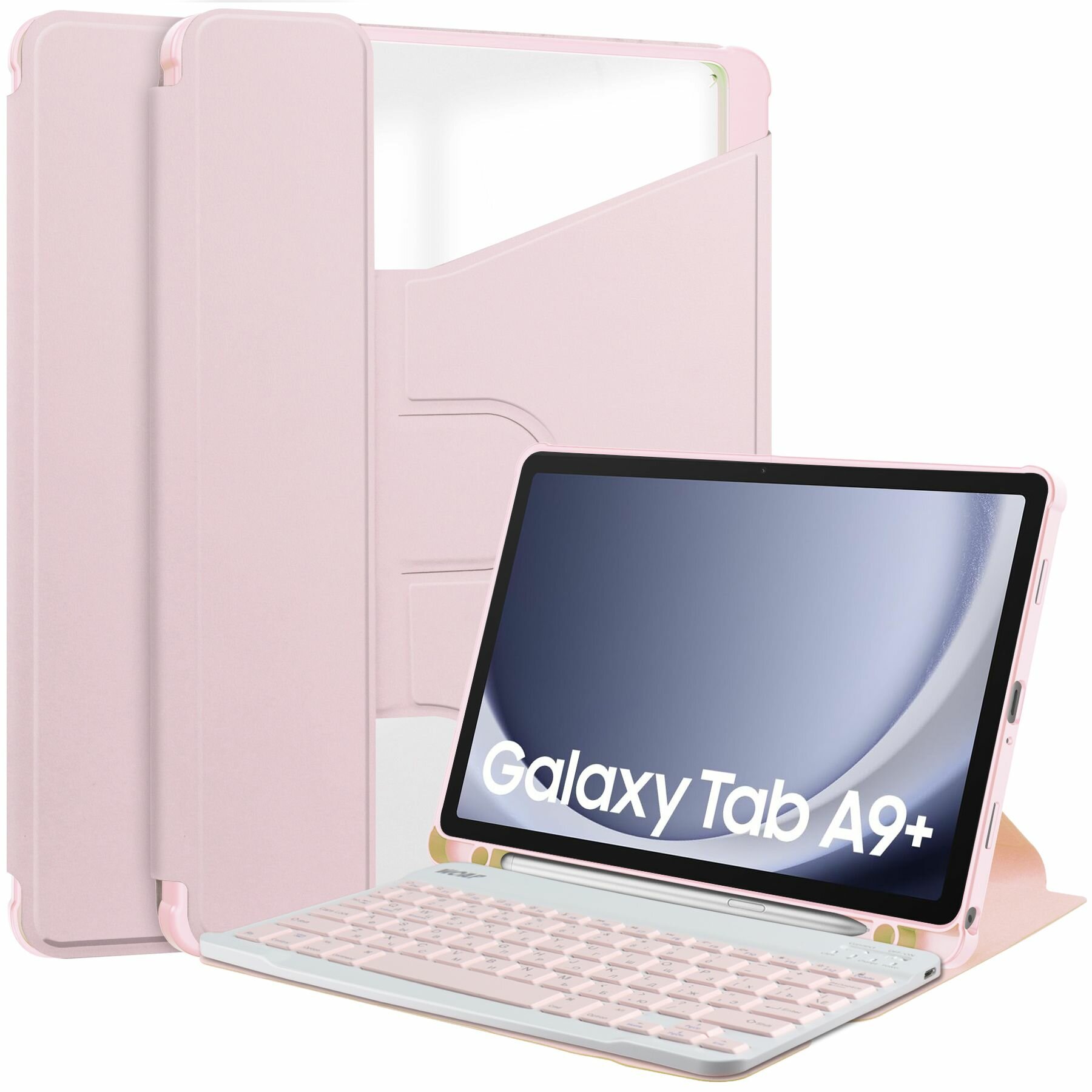 Чехол для Samsung Galaxy Tab A9+ 11" (2023) с клавиатурой розовый