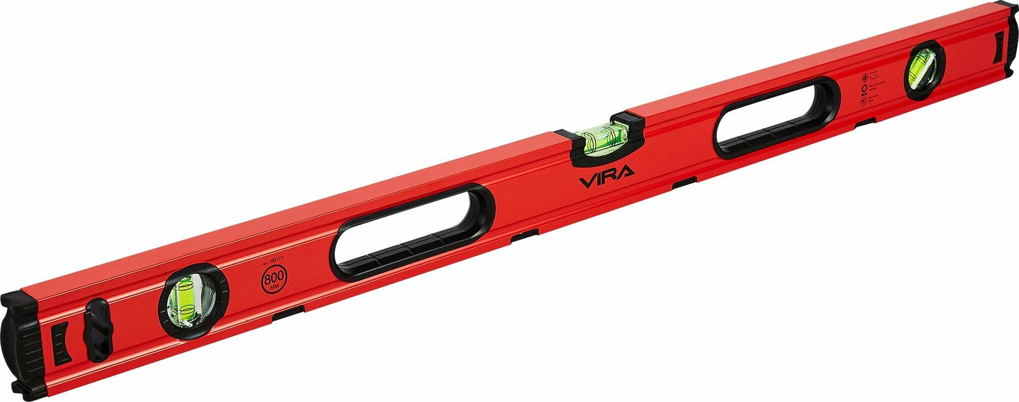 Уровень пузырьковый строительный Vira 100173 магнитный 3 глазка 800 мм