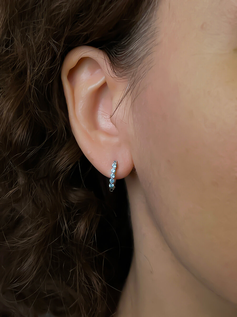 Серьги, серебро, 925 проба, родирование, турмалин синтетический