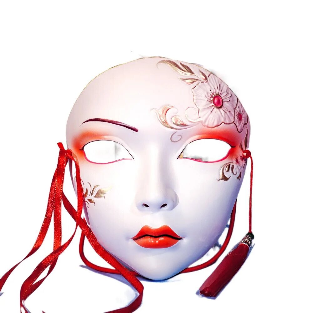 Маска Кабуки Кицунэ белая пластиковая