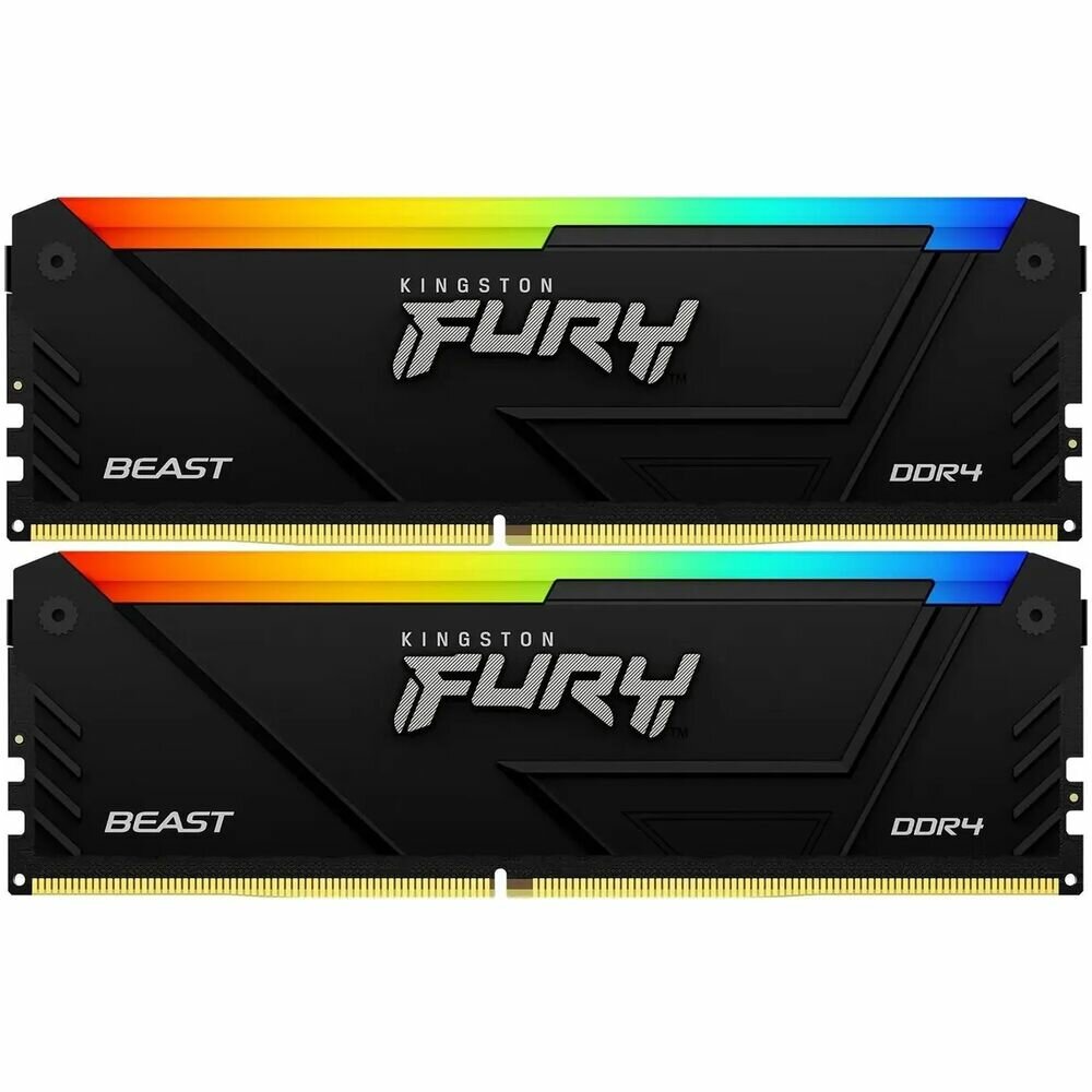 Модуль памяти DIMM 16Gb 2х8Gb DDR4 PC28800 3600MHz Kingston Fury Beast RGB Black (KF436C17BB2AK2/16)