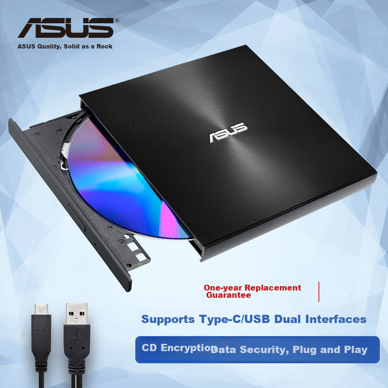 ASUS 8x внешний DVD-привод портативный оптический привод USB Type-C двойной интерфейс для Apple систем черный Цвет：U9