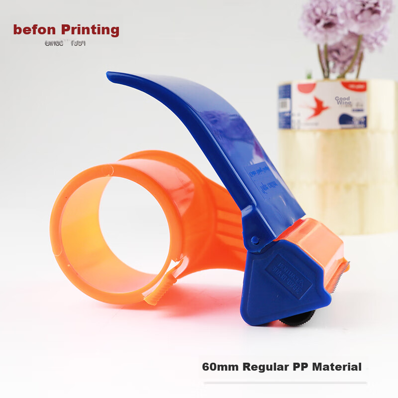 Befon Stationery 60mm Packing Tape Dispenser, Transparent Tape Cutter, Tape Dispenser, PP Material, Standard 60mm, Orange + Blue 1726