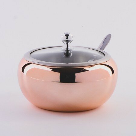 Сахарница 560 мл BEKKER из нержавеющей стали со стеклянной крышкой