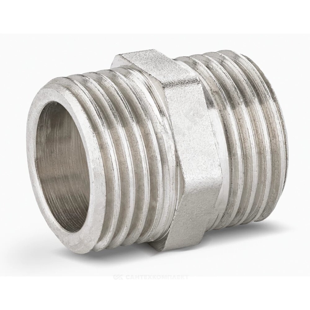 Ниппель латунь никель, условный диаметр 15 (1/2") НР LD LD.67.501.15