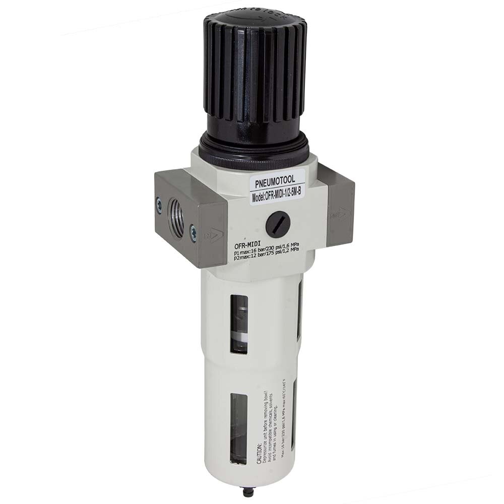 Фильтр-регулятор давления PI TOOLS OFR-PIT-MIDI-G1/2", 3400 л/мин, металлический корпус, от 0.5 до 16 Бар, Арт. 5827 — фото 1