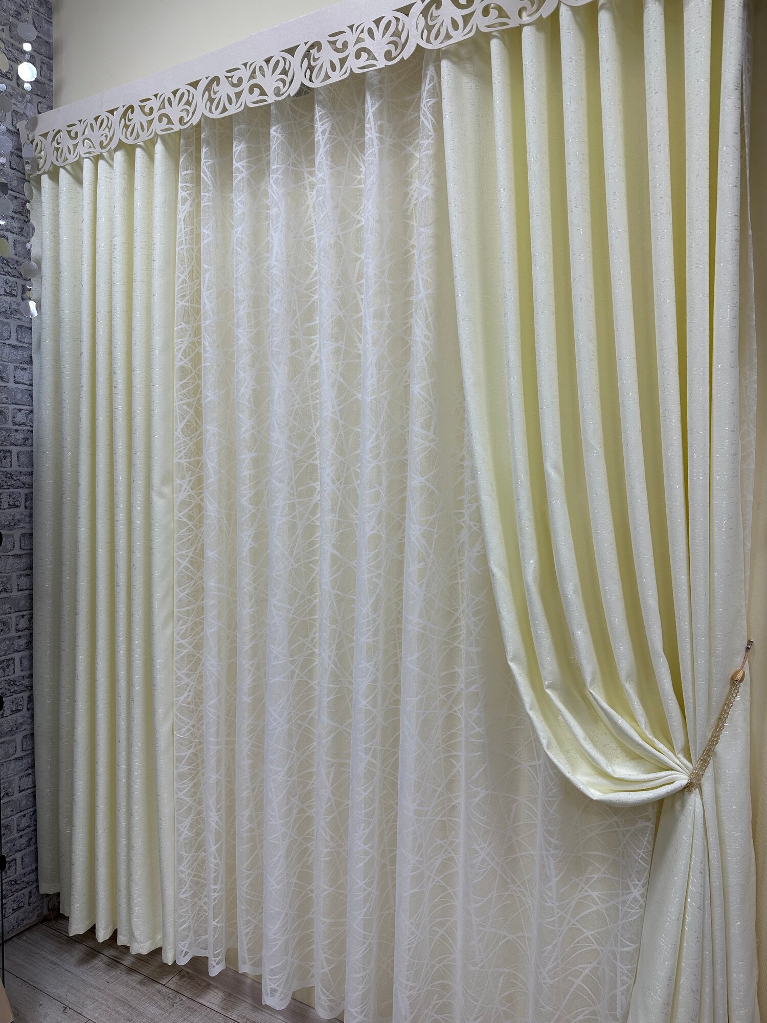 Портьеры шенилл сливочные, 4м ширина, высота 270см