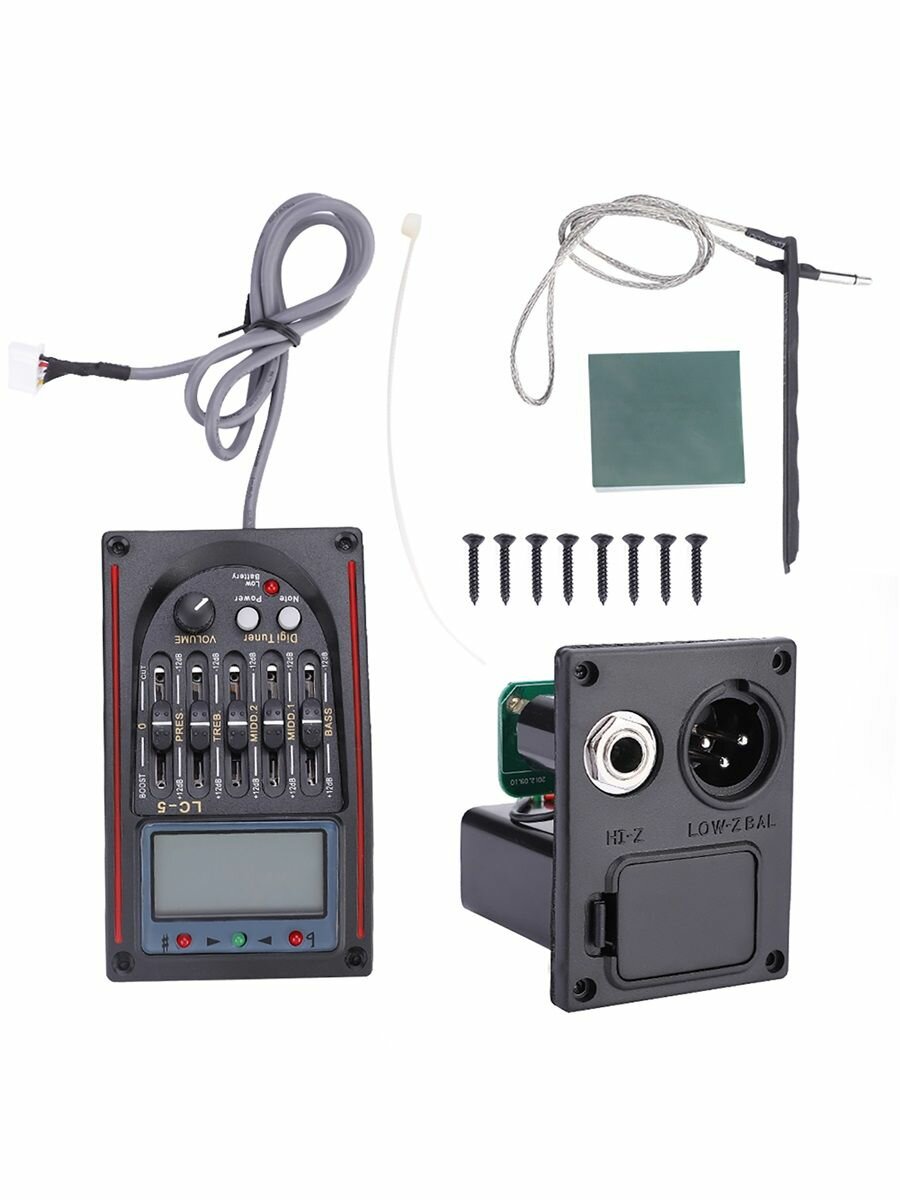5-полосный предусилитель для акустической гитары EQ LC-5, эквалайзер-тюнер с пьезозвукоснимателем для чистого и сбалансированного звука