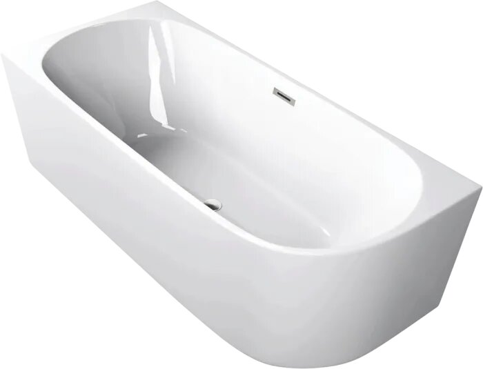 Акриловая ванна Ceruttispa Ami 10090 L 170x75 см, угловая, левая, пристенная, белая, асимметричная, с каркасом, со сливом-переливом, с донным клапаном