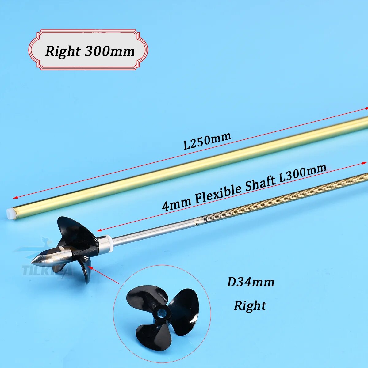 Вал для RC лодки TILKIEA 4 мм, Right L300mm