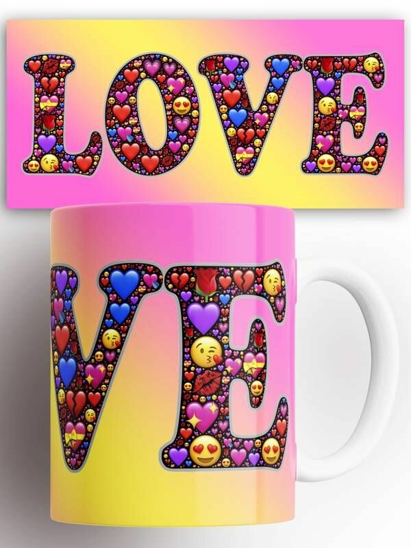 Кружка с любовным принтом Love смайл 330 мл