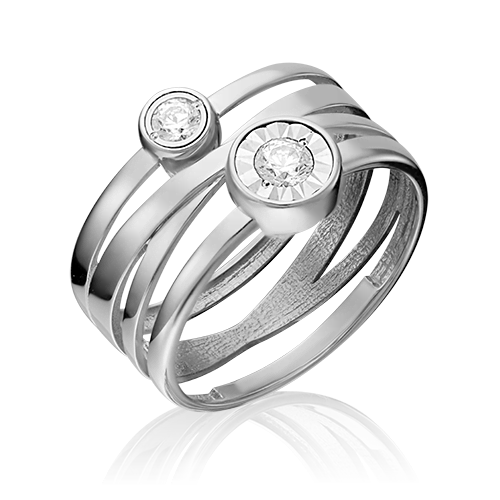 Кольцо, белое золото, 585 проба, фианит