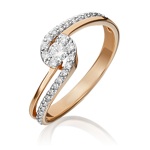 Кольцо, красное золото, 585 проба, бриллиант