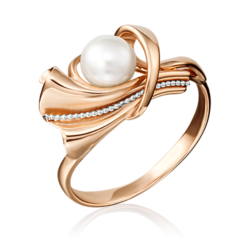 Кольцо, красное золото, 585 проба, жемчуг