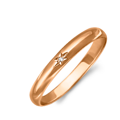 Кольцо, красное золото, 585 проба, бриллиант