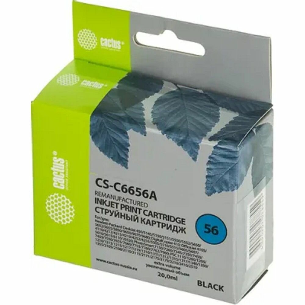 Cactus расходные материалы C6656A Картридж CS - C6656A 56 черный для DeskJet 450 5145 5150 5151 5550 5552