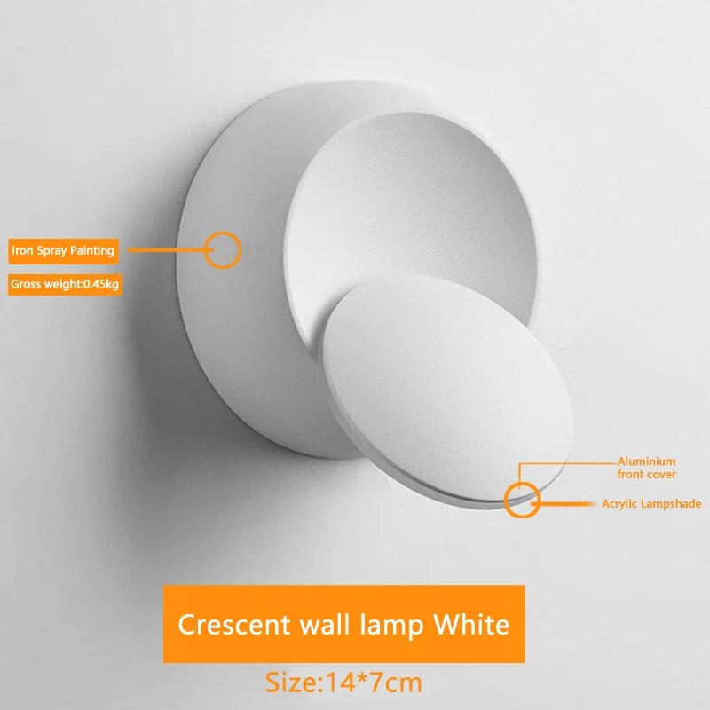 Светодиодный настенный светильник белый/черный 5Вт Warm White (2700-3500K), WHITE