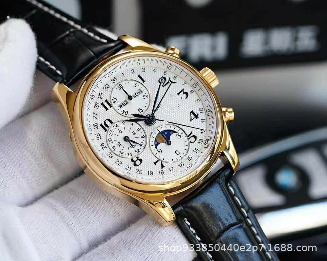 Неинтеллектуальные механические часыLangjia Знаменитый ремесленник 8-pin Moon Phase Хронограф из нержавеющей стали Мужские водонепроницаемые часы Полностью автоматические механические мужские часы