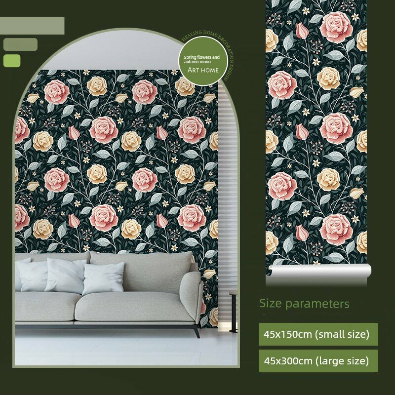 Водостойкая съемная обои для мебели — узор Весенние цветы Осеннее лунное, 150x45 см (Малый размер)