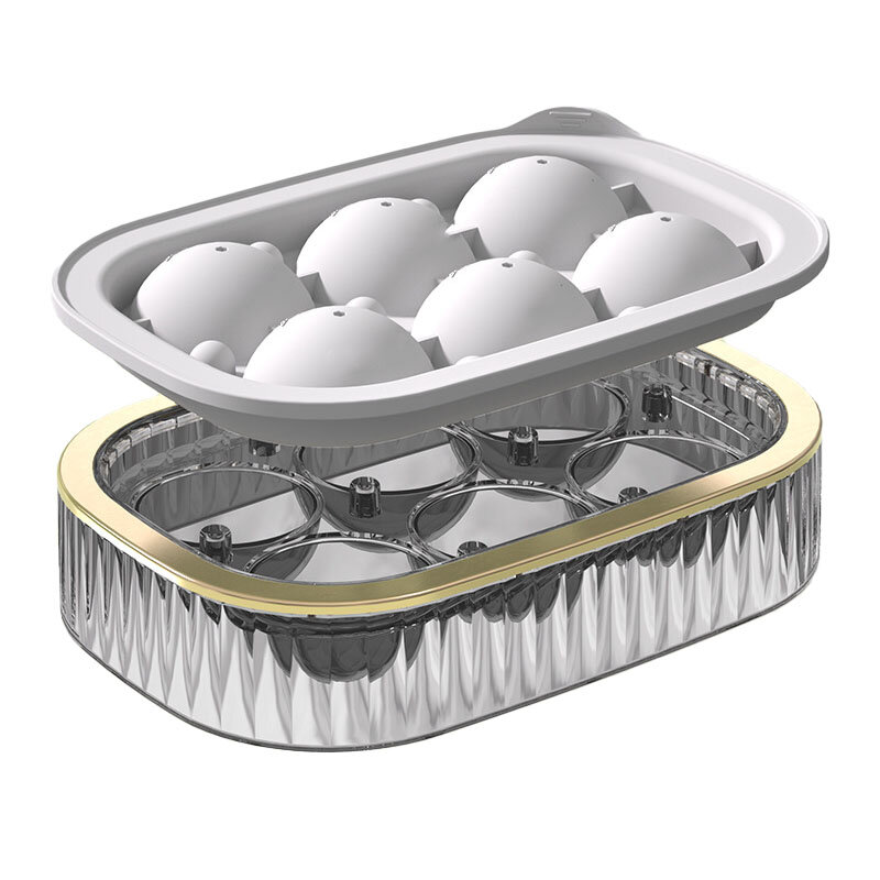 Круглая форма для льда Ice Ball Maker, лоток для коктейлей, бурбона, виски, Six Balls, белый