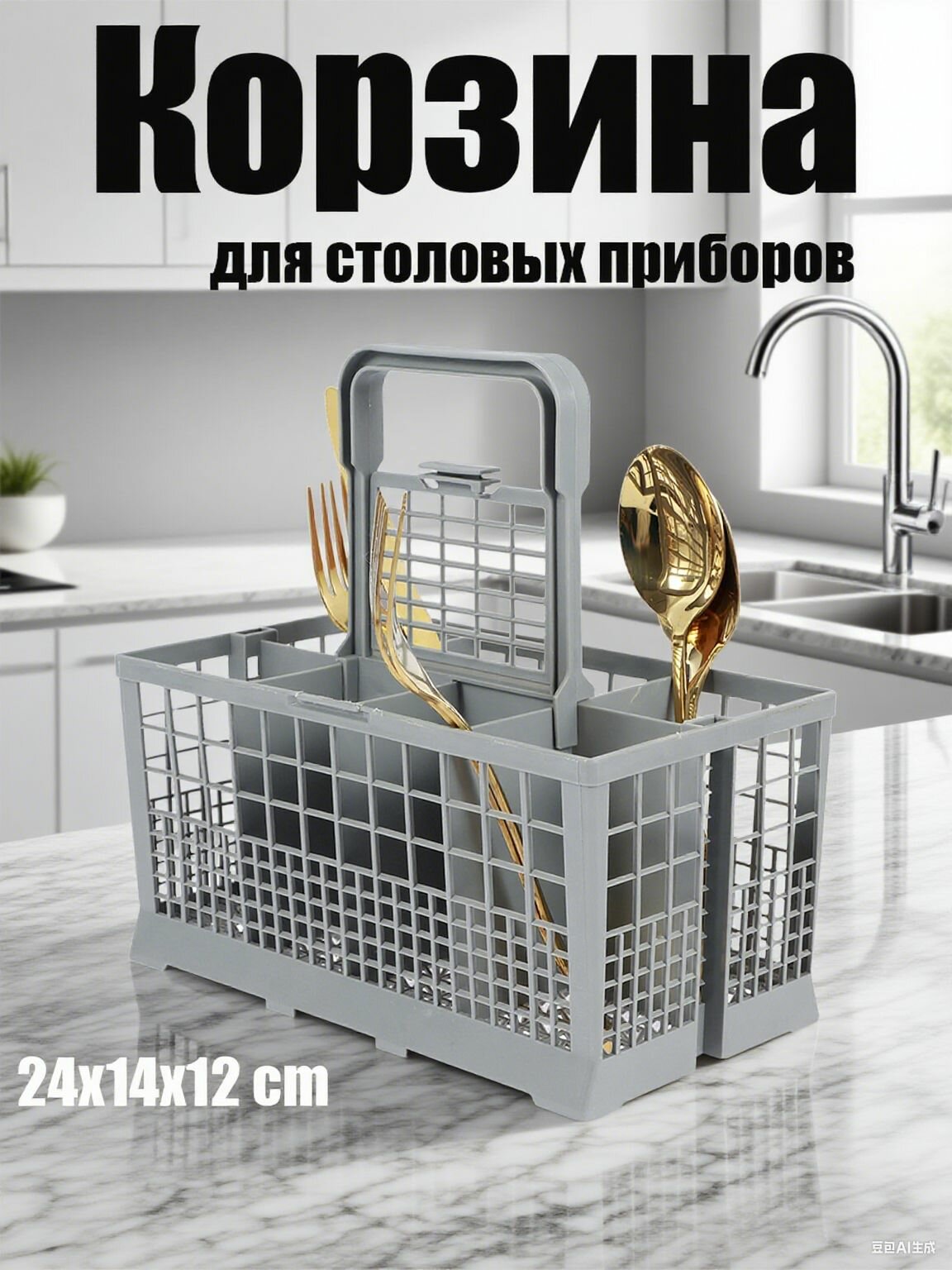 Универсальная корзина для столовых приборов в посудомоечную машину