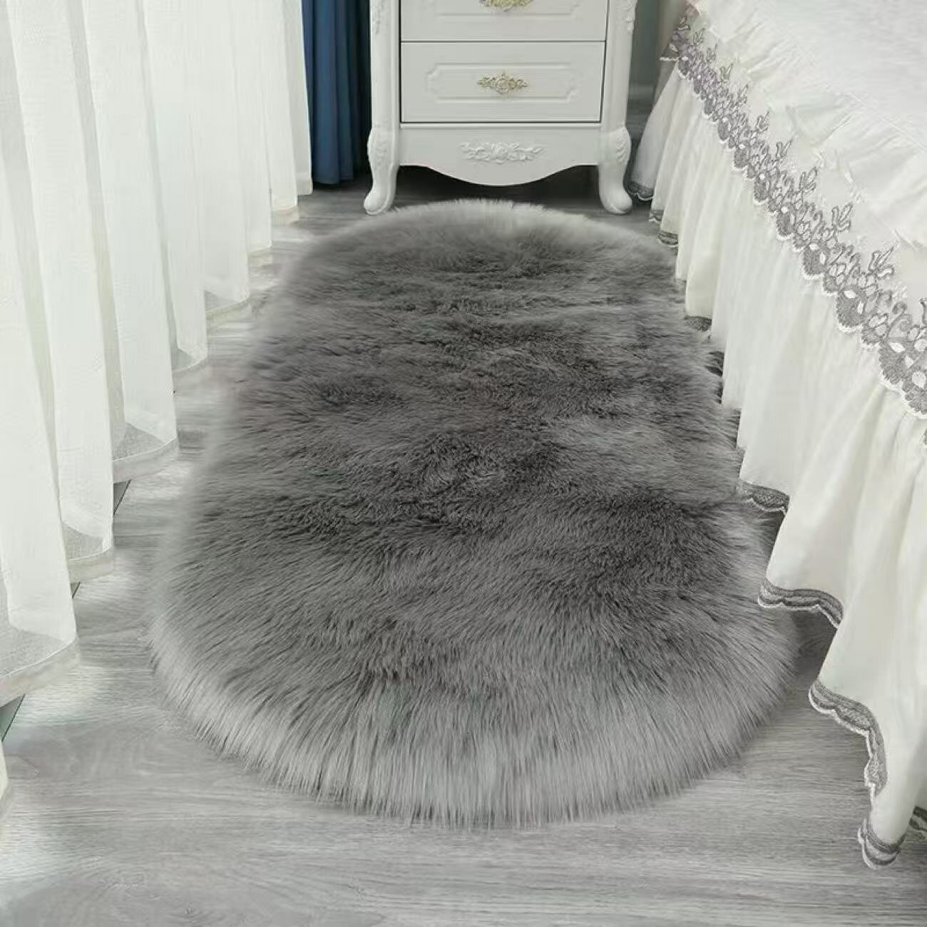 Овальный пушистый ковер FORSWAN, утолщенный, с мягким мехом, 60x90 см, 23x35 дюймов,