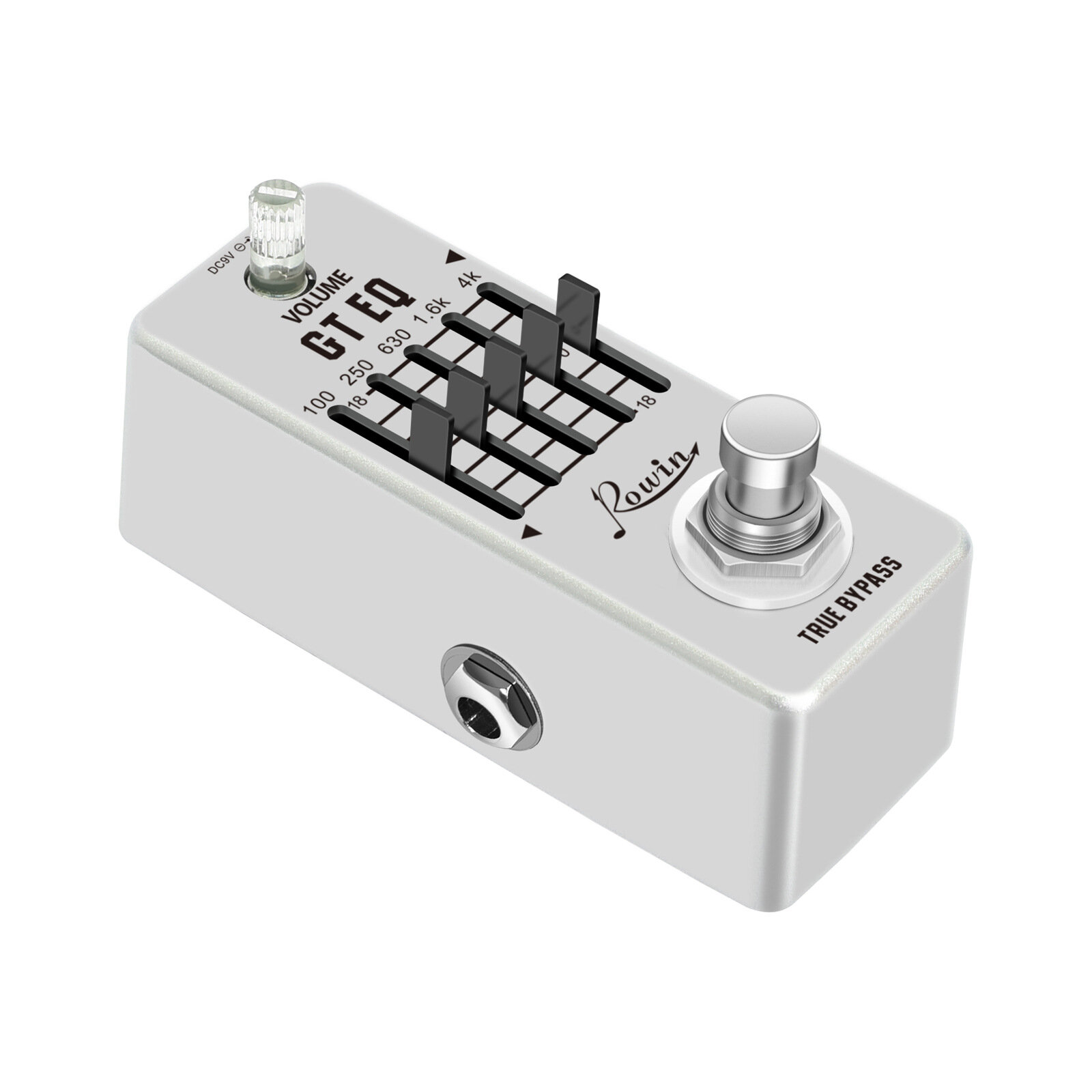 5 Band EQ Pedal Bass EQ 100Hz 250Hz 630Hz 1.6kHz 4kHz True Bypass 1/4" Mono Metal Case Effects Pedal Overdrive Distortion Delay Reverb Silver Metal 9.5*4.2*5.2 cm 210 g 1 Bass Equalizer 1 User Manual
