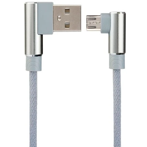 PERFEO Кабель USB2.0 A вилка - Micro USB вилка, угловой, серый, длина 1 м, бокс (U4805) — фото 1