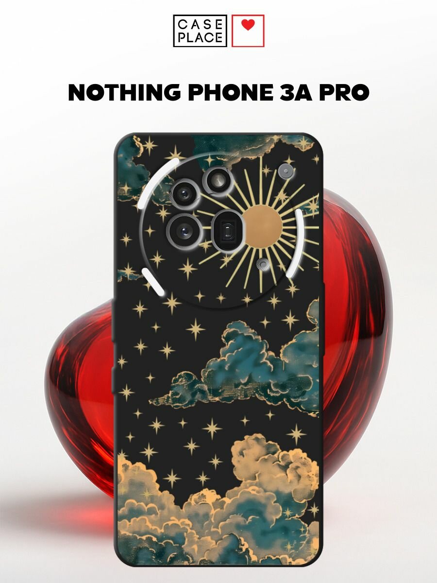 Черный матовый чехол на Nothing Phone 3a Pro / Нофинг Фон 3а Про с принтом Звездное небо