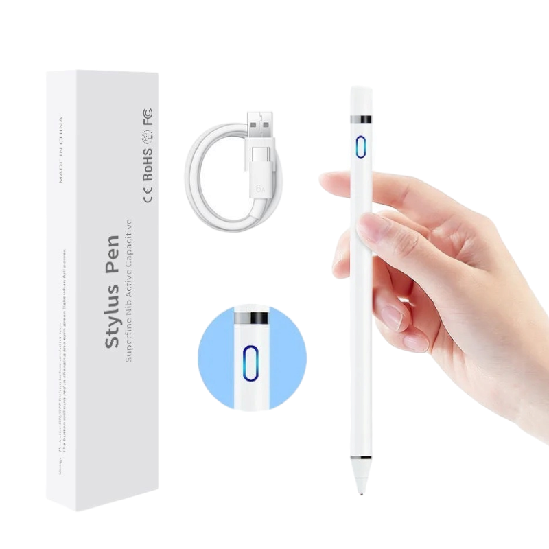 Универсальный емкостный сенсорный стилус для iOS Android для письма и рисования, белый, до 15ч автономной работы