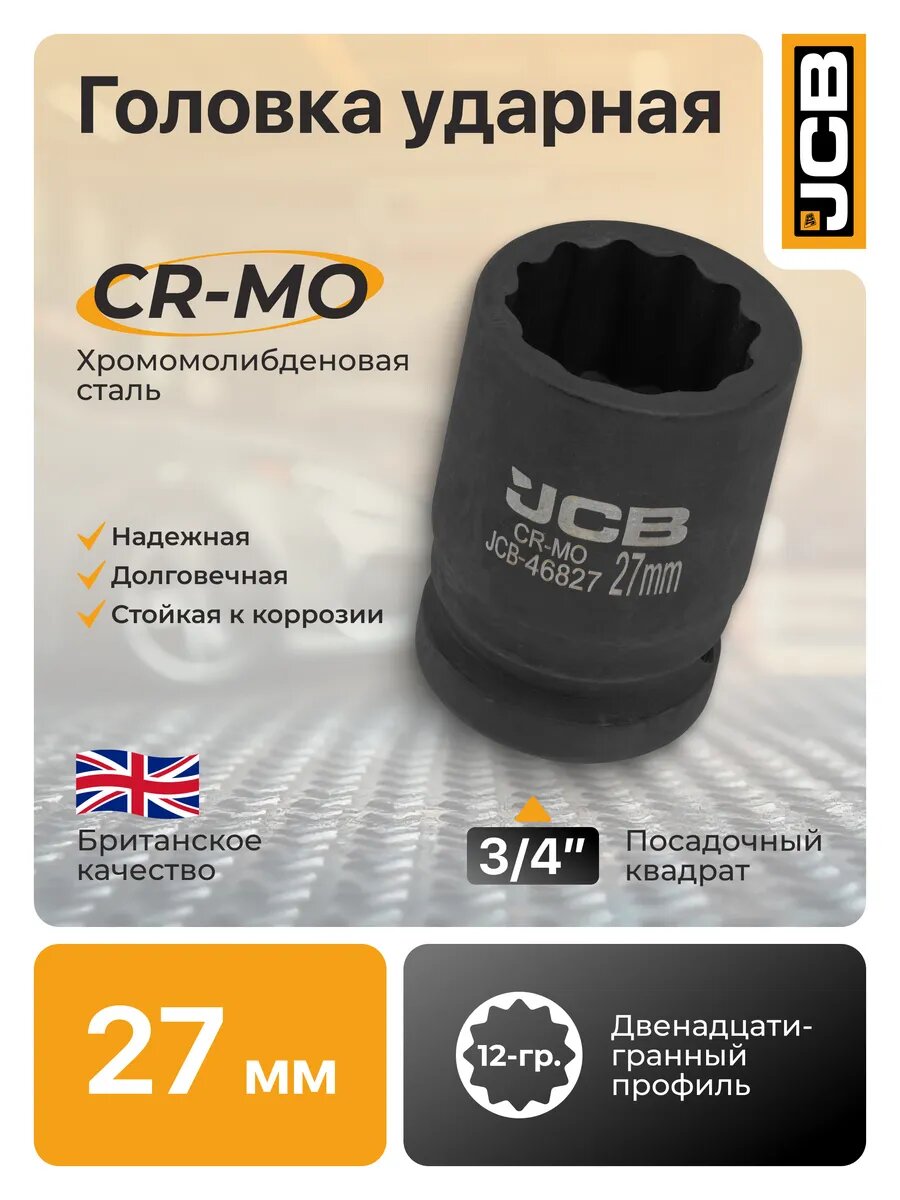 Головка ударная 12-гранная 27 мм, 3/4"