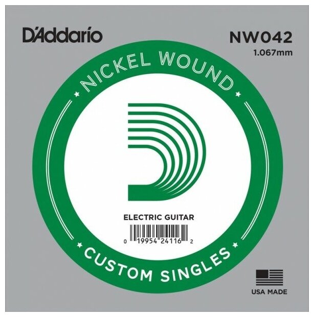 Одиночная струна для электрогитары D'Addario NW042, в оплетке 42