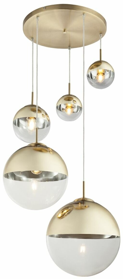 Люстра Globo Lighting Varus 15855-5, E27, 200 Вт, кол-во ламп: 5 шт, цвет арматуры: золотой, цвет плафона: бесцветный