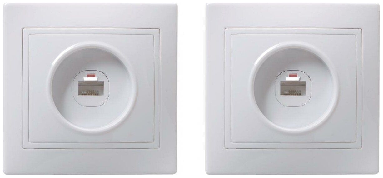 Розетка компьютерная IEK Кварта RJ45 категория 5е белая (комплект из 2 шт)