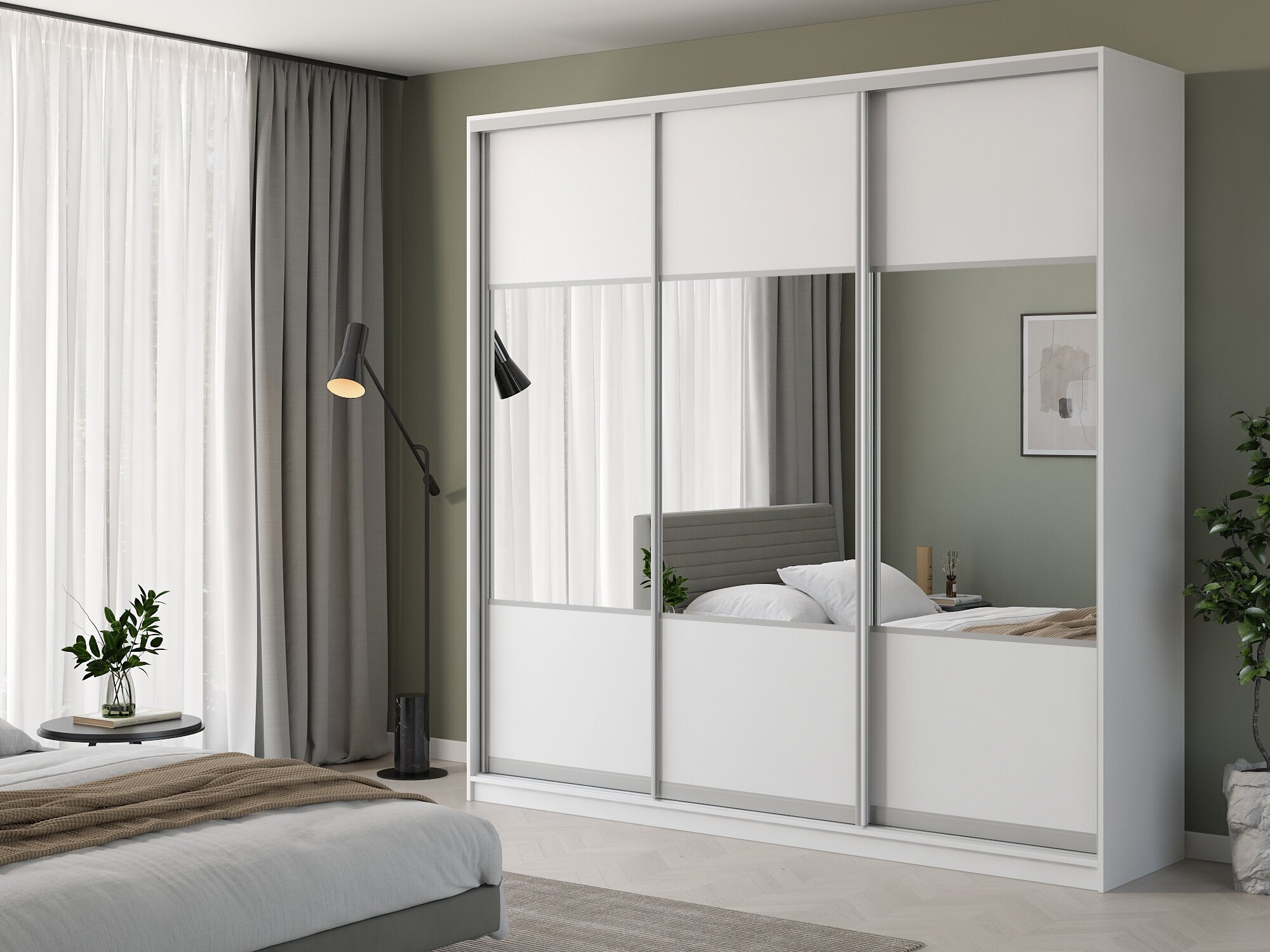 Шкаф купе Матэрна для одежды белый комбинированный 230 х 50 х 240 см