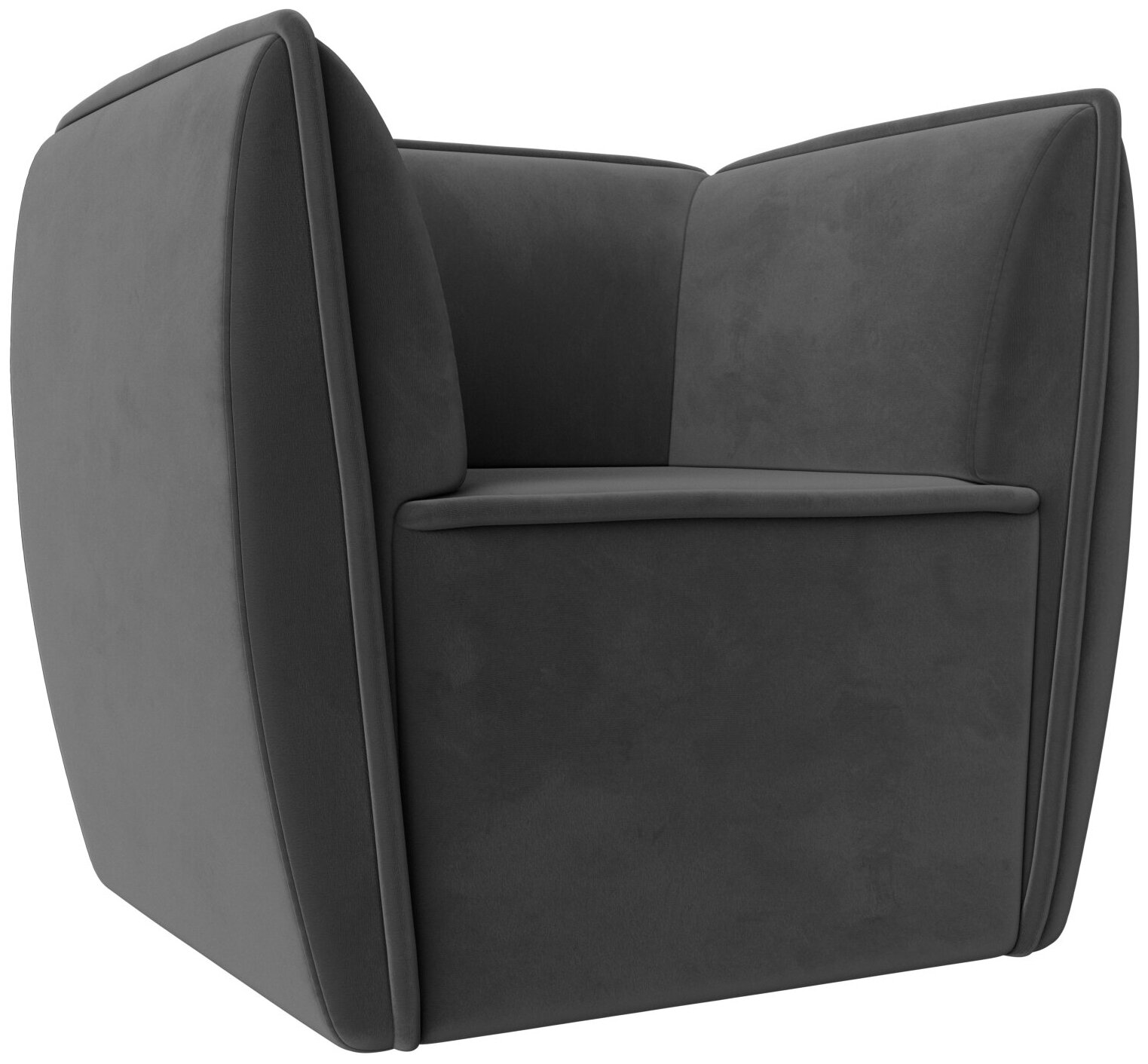 Кресло Бергамо, велюр, механизм нераскладной, серый, 80x64x80см. Хит Диванов