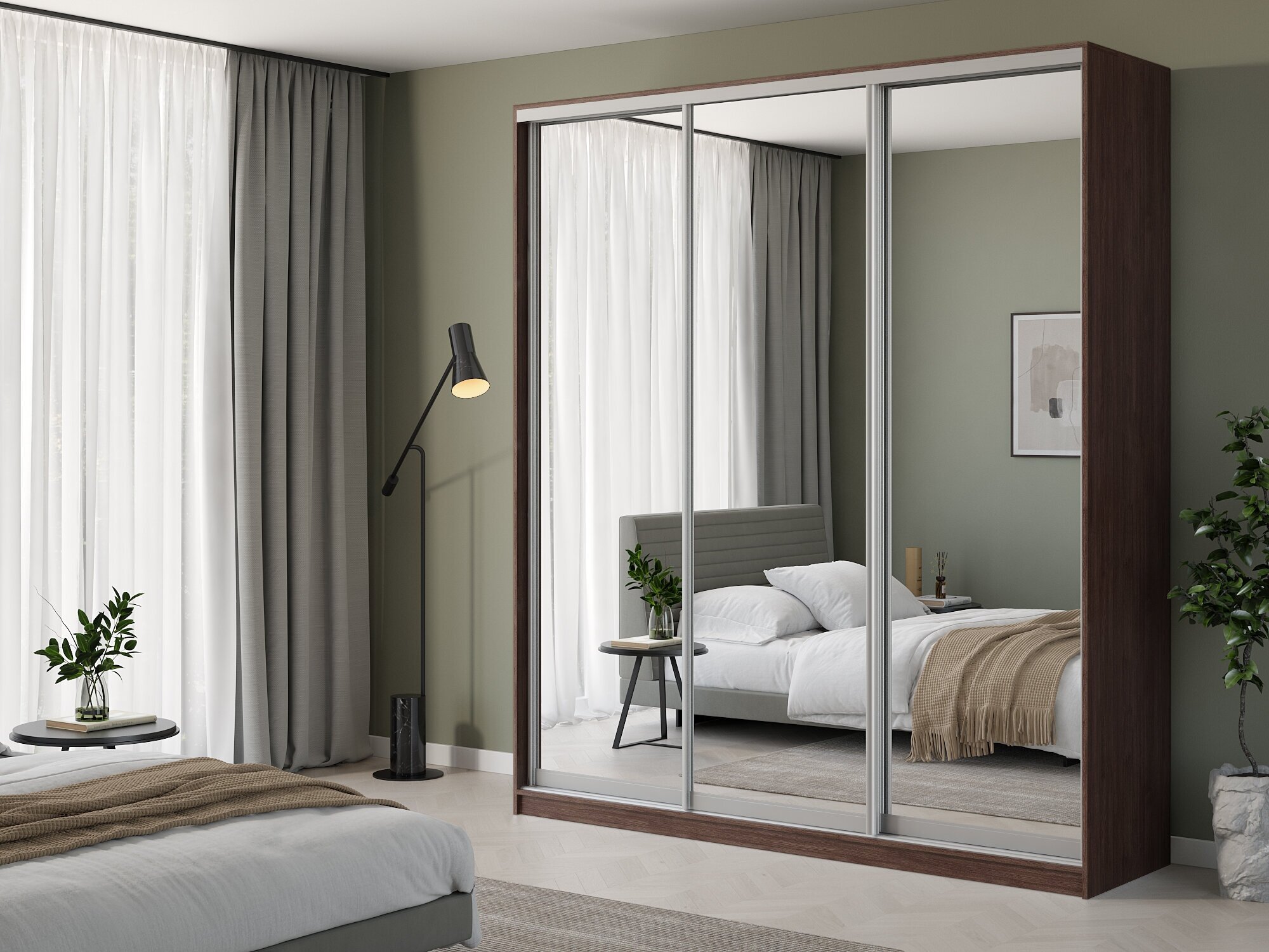 Шкаф-купе Матэрна Шамони темный зеркальный 200х58х240 см