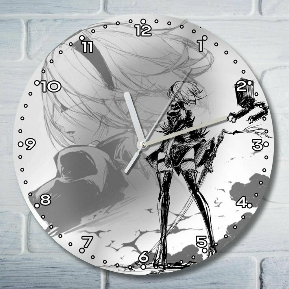 Настенные часы, деревянные, бесшумные, УФ печать Аниме NieR Automata ver1 1 - 5016