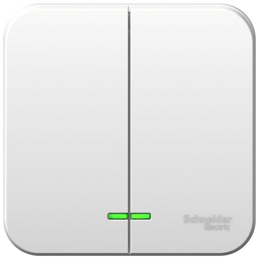 Выключатель наружный двухклавишный BLANCA (cх.5) с подстветкой, изолирующей пластиной, 6а, 250В, белый Systeme Electric BLNVA065111