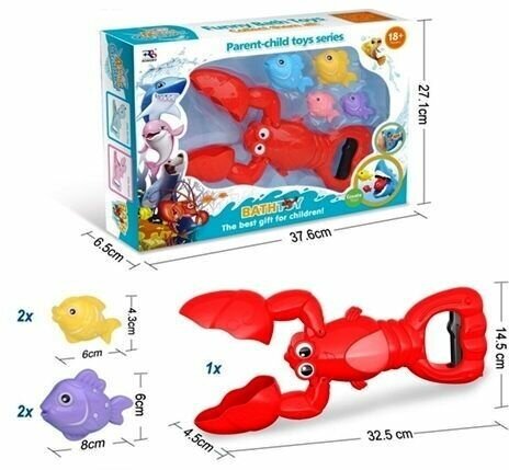 Игрушка для купания Красный краб с рыбками 2578-D