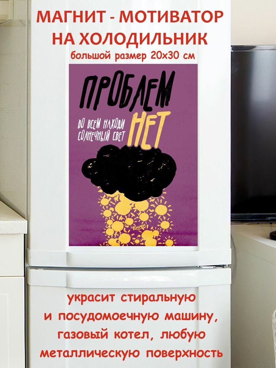 Прикольный подарок, проблем нет мотивация магнит гибкий на холодильник 20 на 30 см